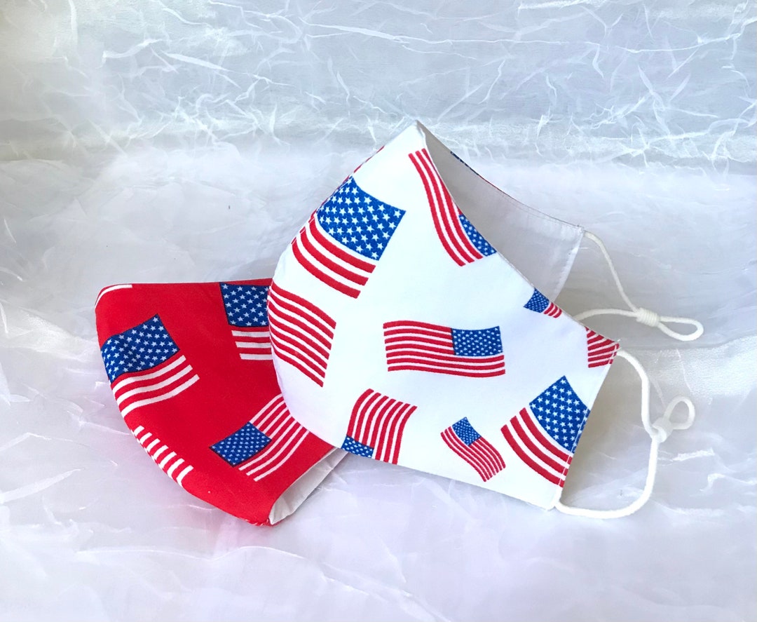 American Flag Mask,face Mask 4 July,usa Face Mask,made in US Mask,2 ...