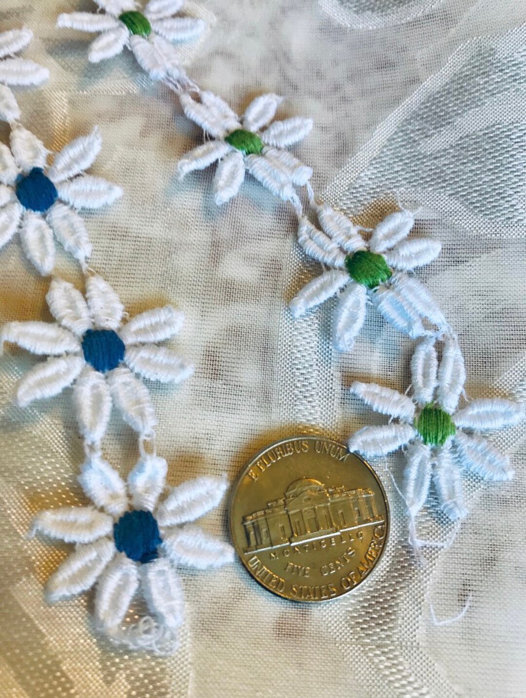 White Blue or Green Daisy Lace,trim Daisy Lace,flower Lace,daisy Trim ...
