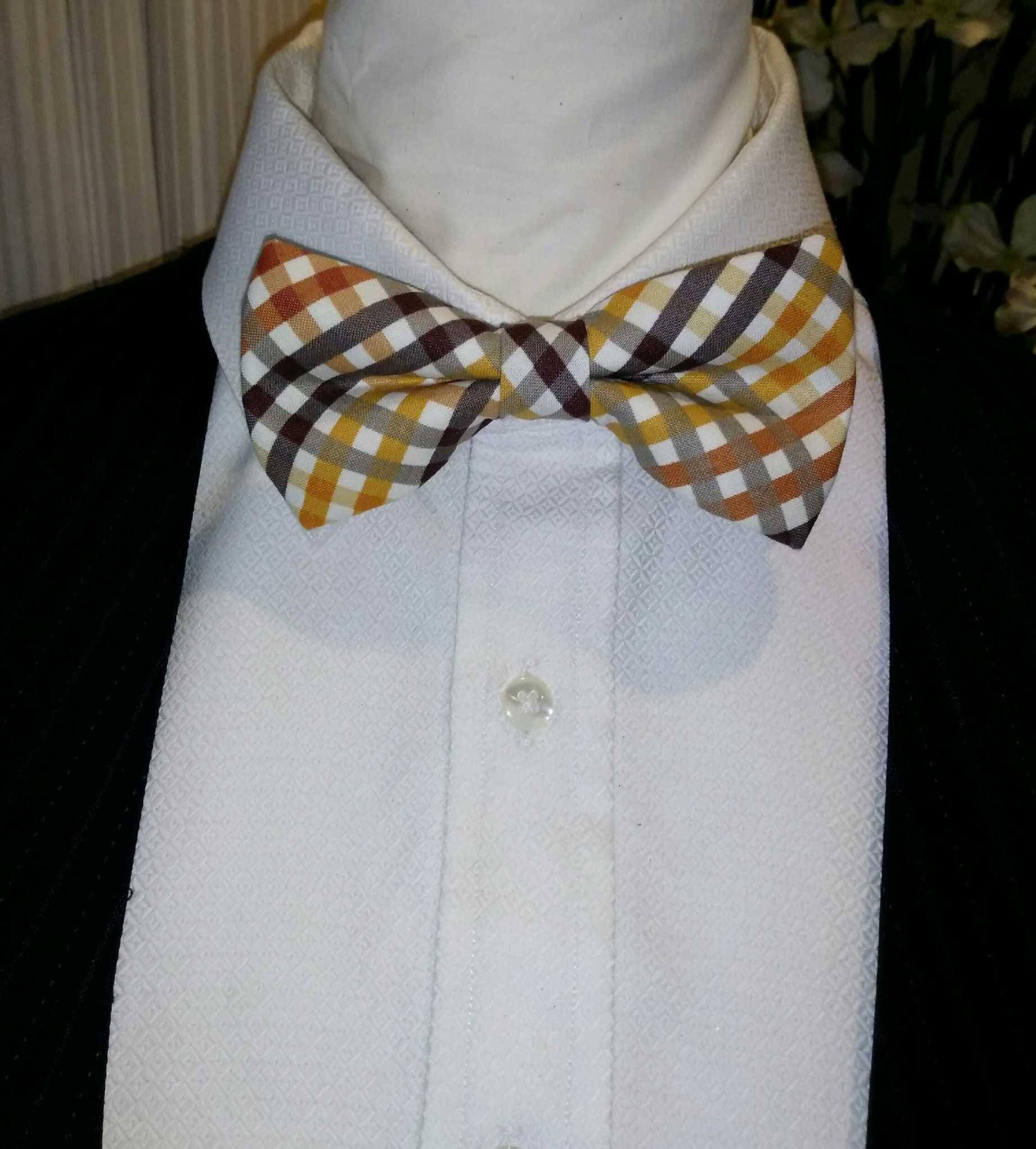 Brown Cream Plaid Bowties Autumn Photos Thanksgiving | Etsy