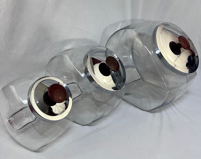 Vintage Slant Glass Counter Jar Set, 3 Piece Set, 2 Gallon, 1 Gallon ...