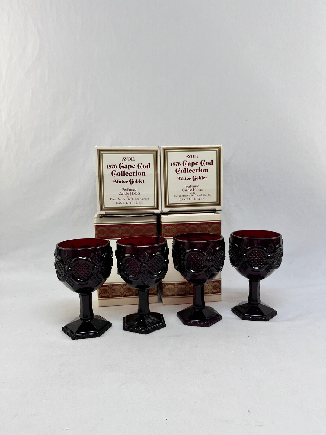 Avon Cape Cod Collection Red Water Goblets, Set of 4 - Etsy
