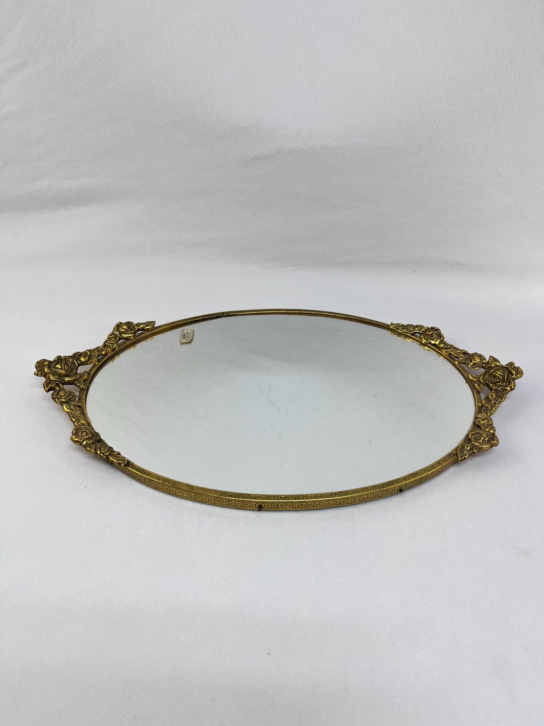 Large Vintage Oval 24K Gold Plated Ornate Vanity Mirror Vanity Tray - Etsy