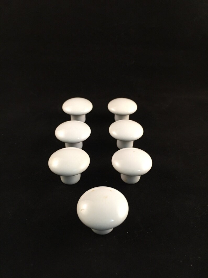 Vintage Porcelain Cabinet Drawer Knobs White Set of 7 | Etsy