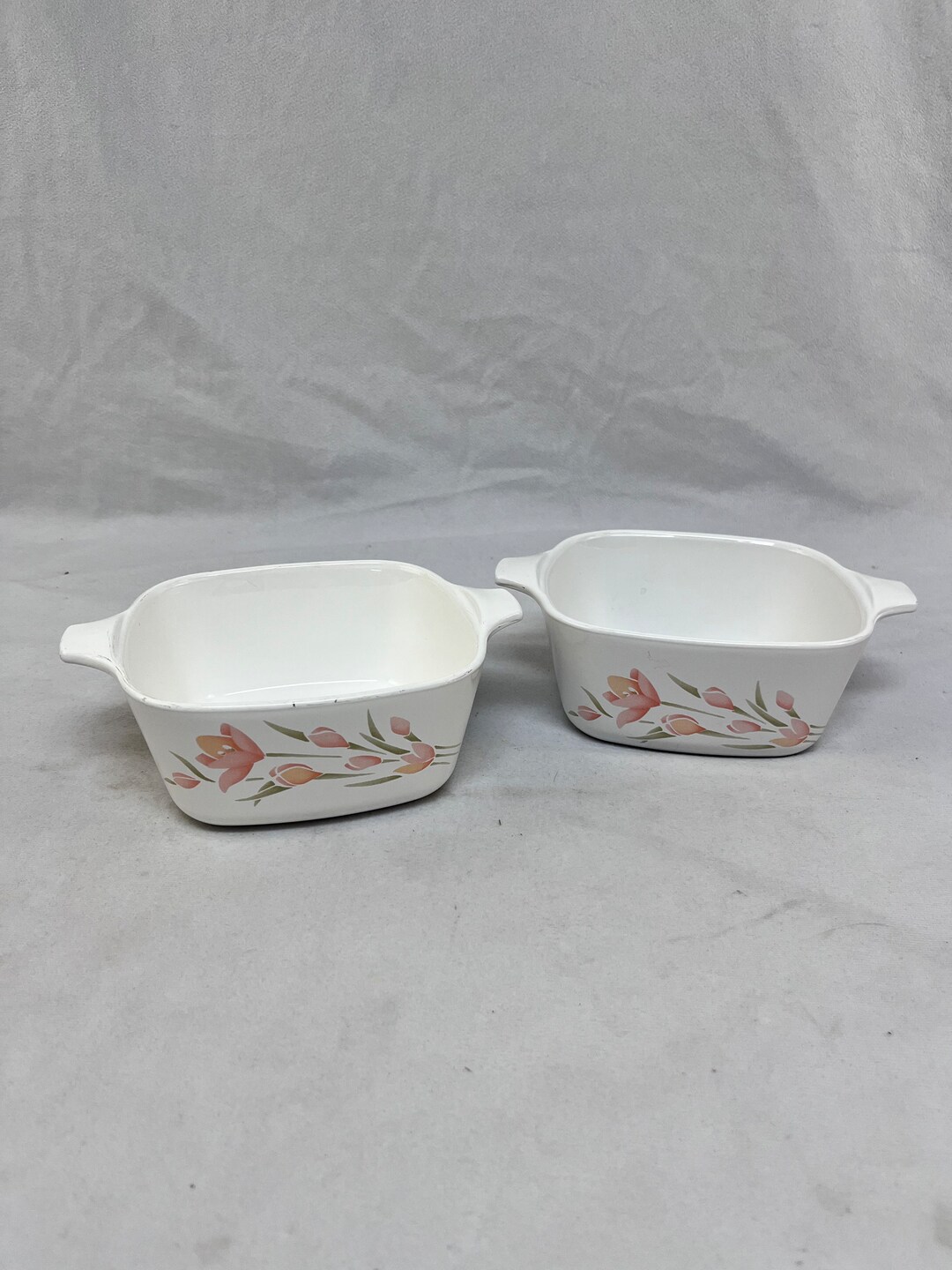Vintage Corning Ware Peach Floral Small Casserole Dishes, P-43-B, Set ...