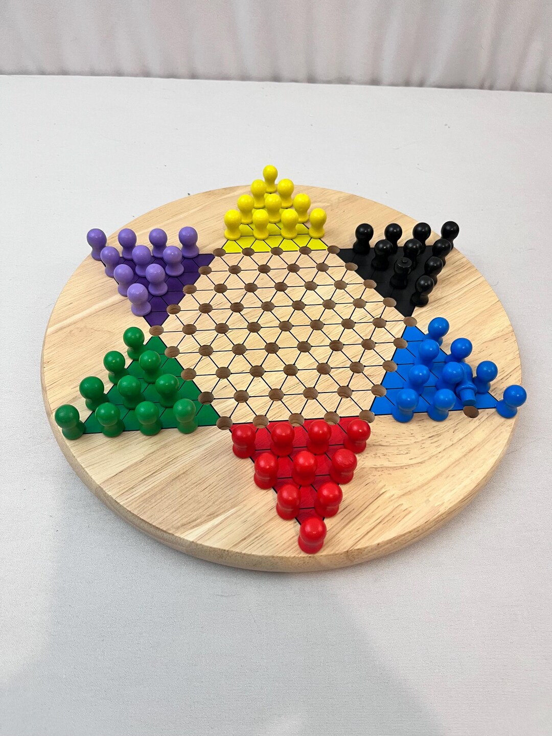 Vintage Wood Chinese Checker Board Game With Wood Pegs - Etsy