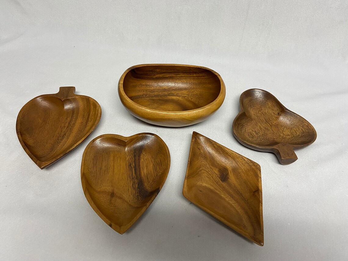 Vintage Monkey Pod Hand Carved Wood Nut Set 5 Piece Set - Etsy
