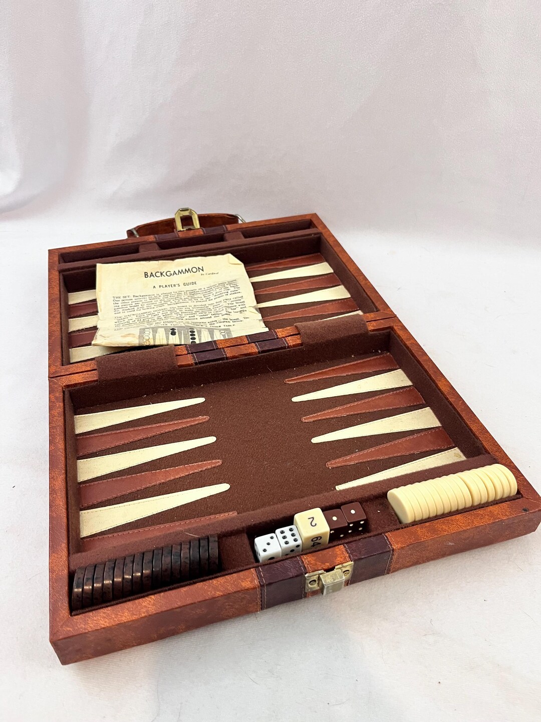 Vintage Backgammon Set in Travel Case, Brown Faux Leather Case - Etsy