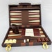 Large Backgammon Set in Travel Case, Brown and Beige Faux Leather Case ...