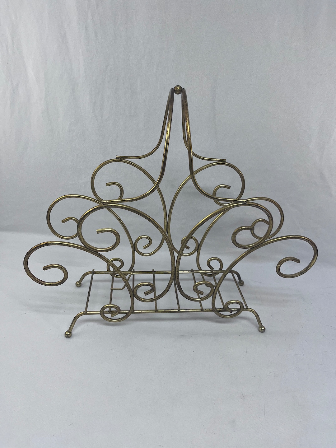 Vintage Mid Century Gold Metal Magazine Rack Magazine Holder - Etsy