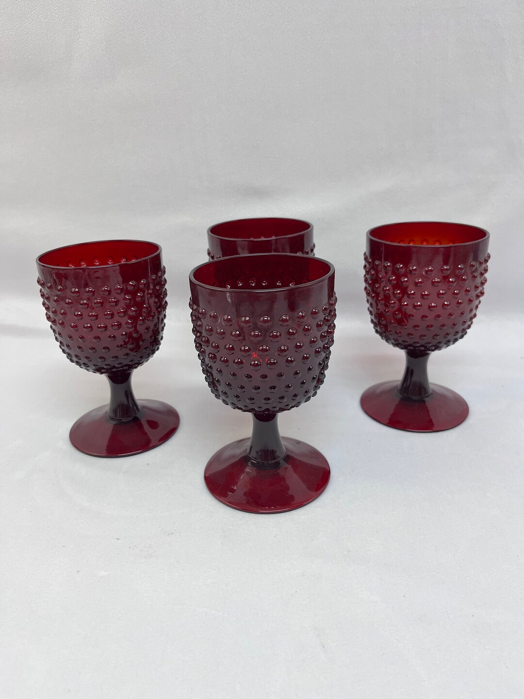 Vintage Ruby Red Bubble Wine Glasses, Set of 4 - Etsy