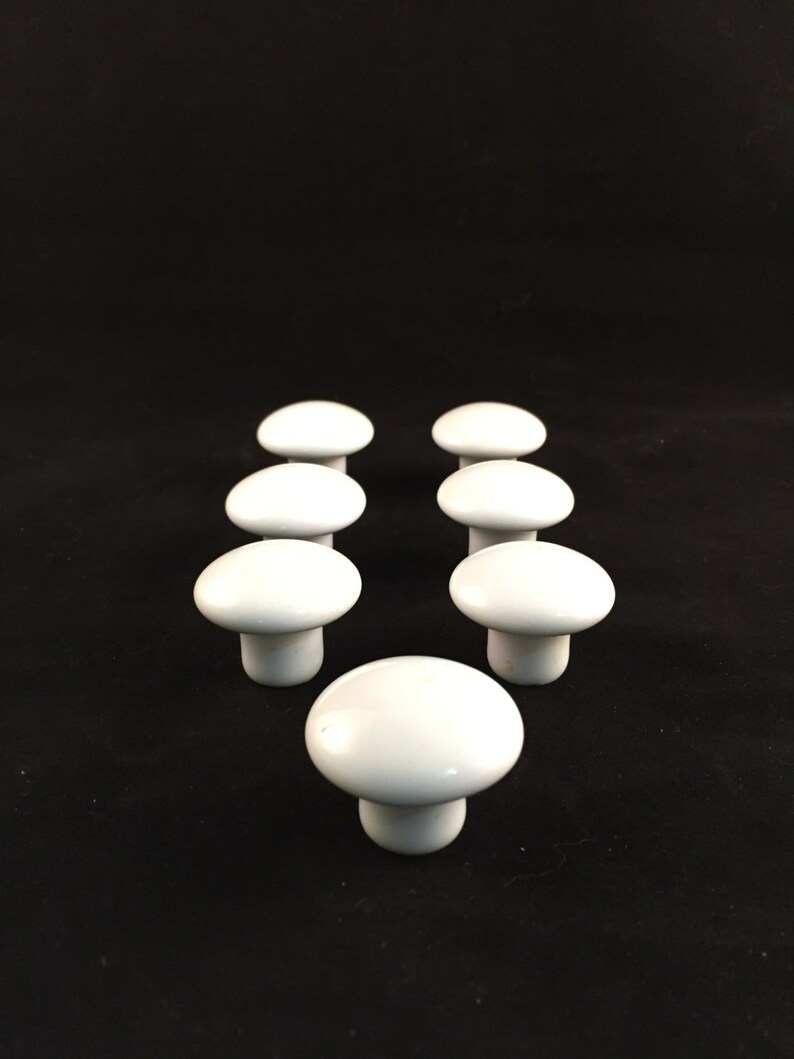 Vintage Porcelain Cabinet Drawer Knobs White Set of 7 | Etsy