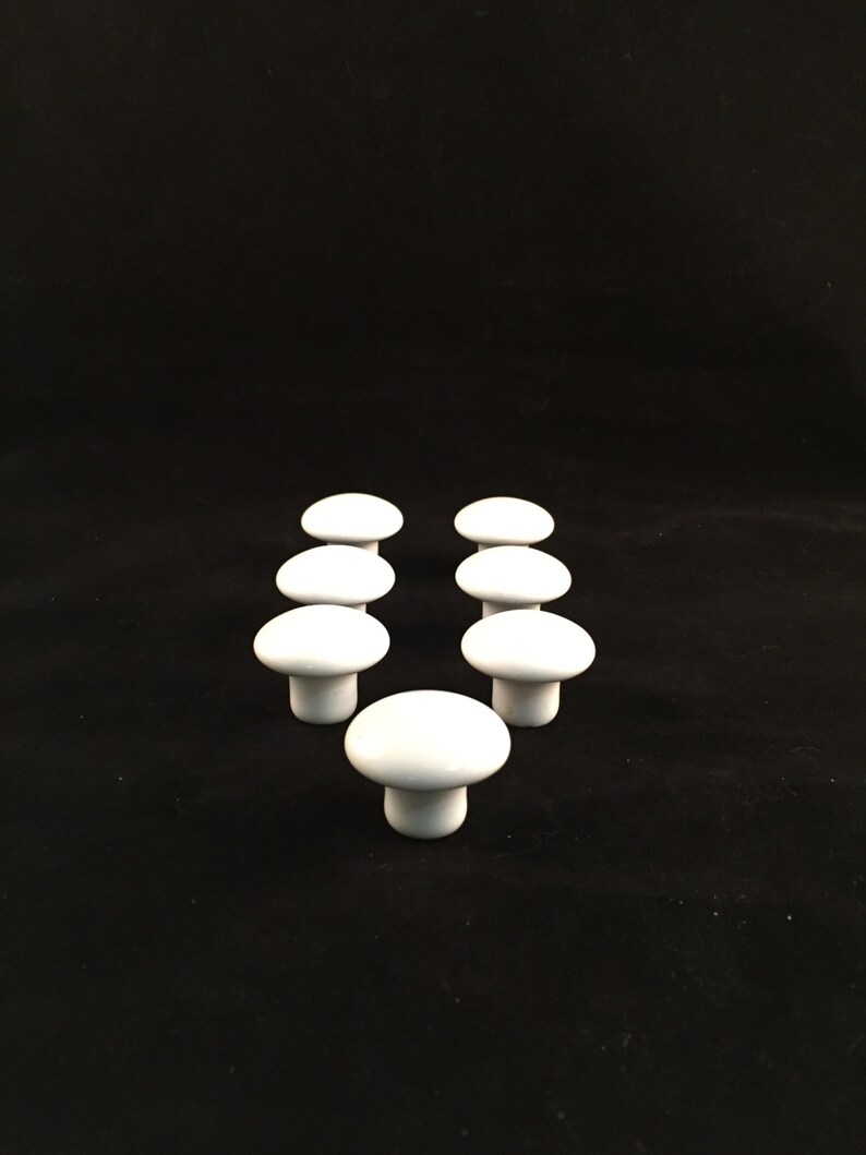 Vintage Porcelain Cabinet Drawer Knobs White Set of 7 | Etsy