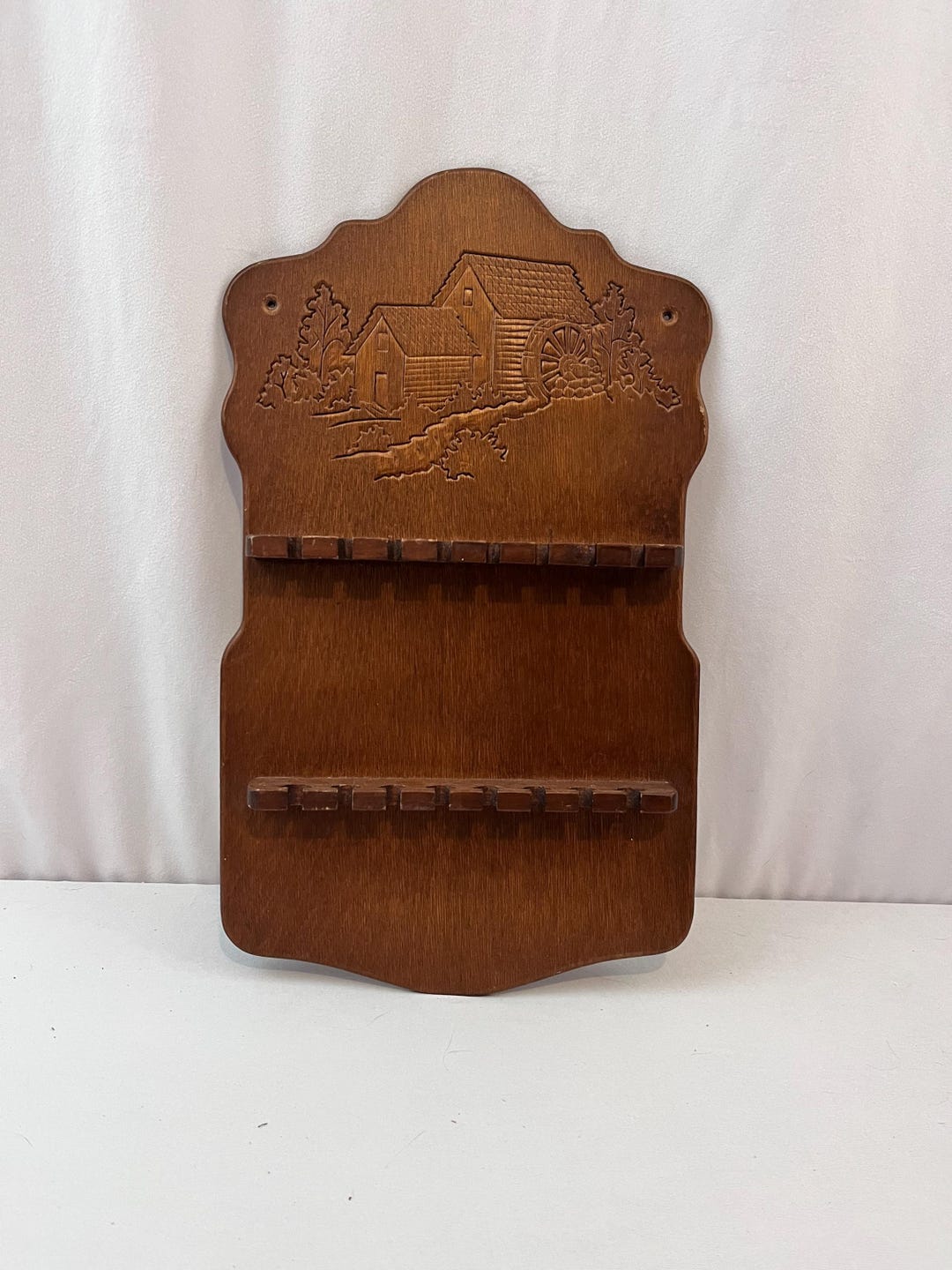 Vintage Wood Collectible Spoon Display Rack, Solid Wood, Hanging ...