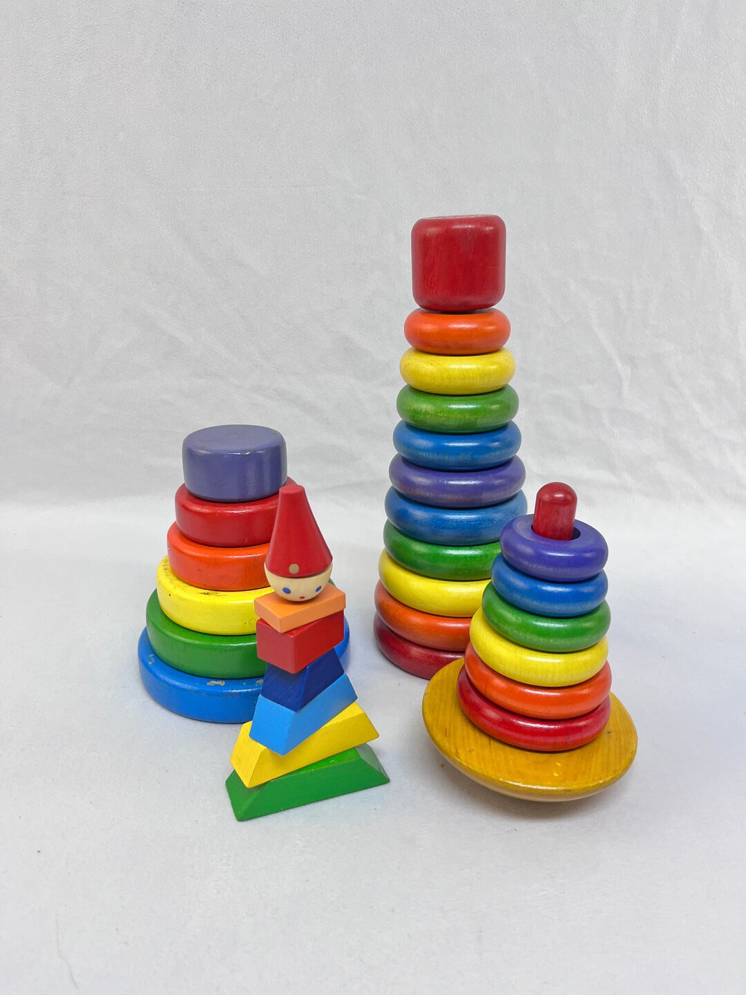 Vintage Wood Stacking Toys Rings and Blocks Like New - Etsy