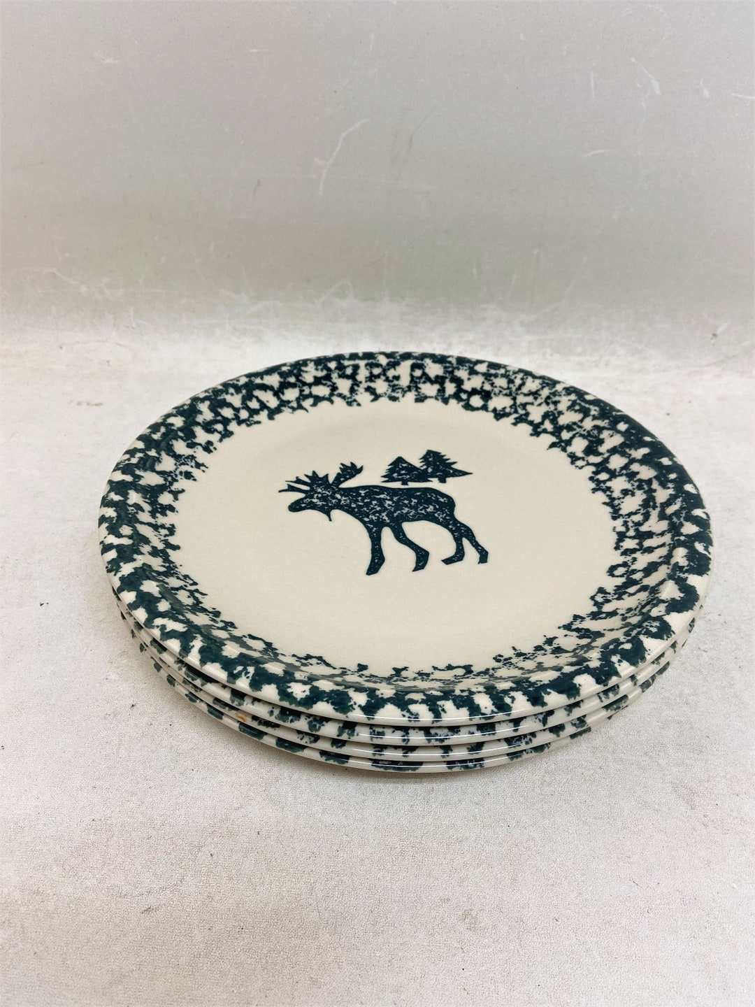 Vintage Folk Craft Moose Country Dinner Plates by Tien Shan, Set of 4 ...