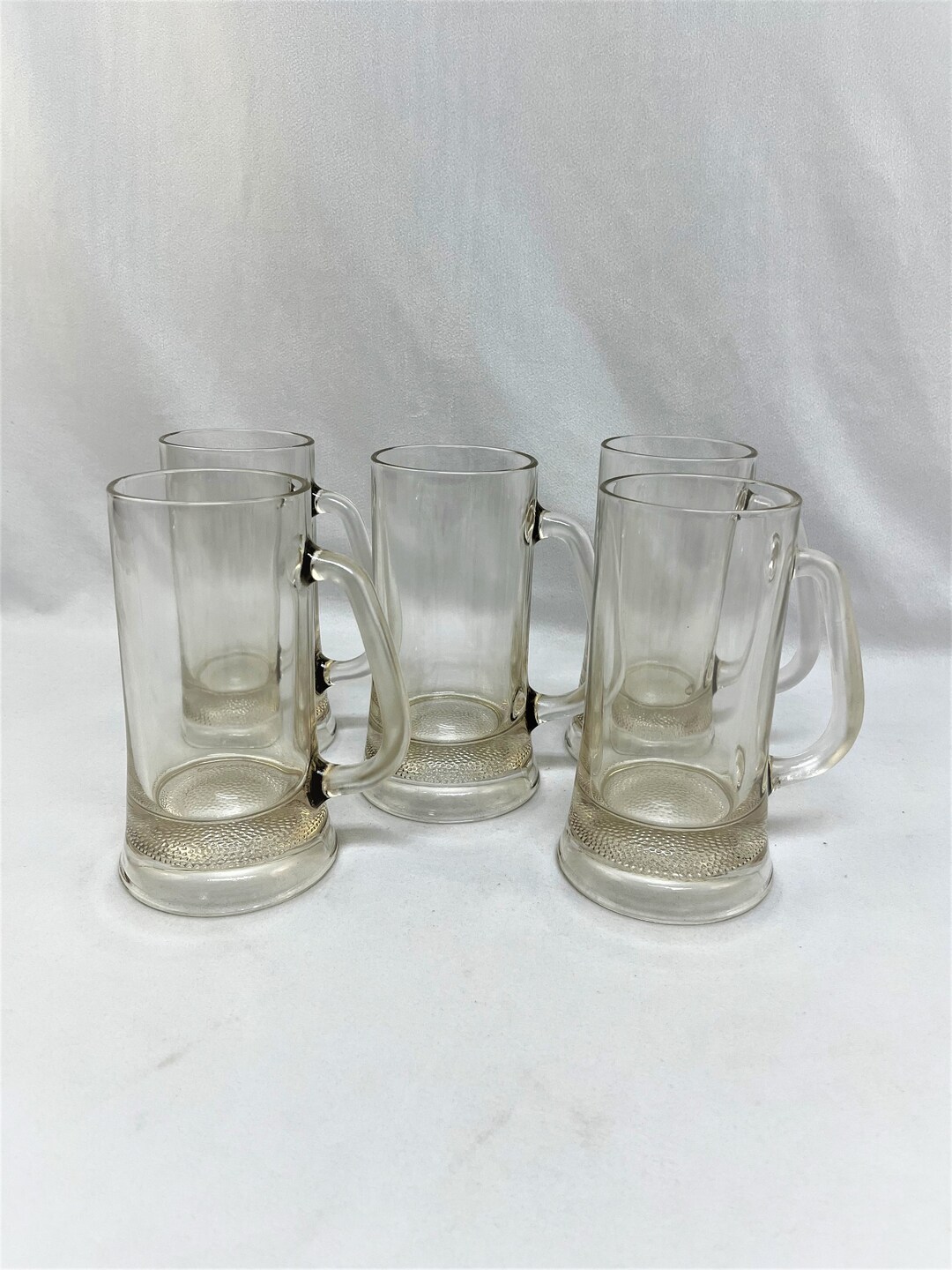 Vintage Clear Glass Weighted Bottom Mugs Set of 5 - Etsy