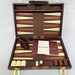Large Backgammon Set in Travel Case, Brown and Beige Faux Leather Case ...