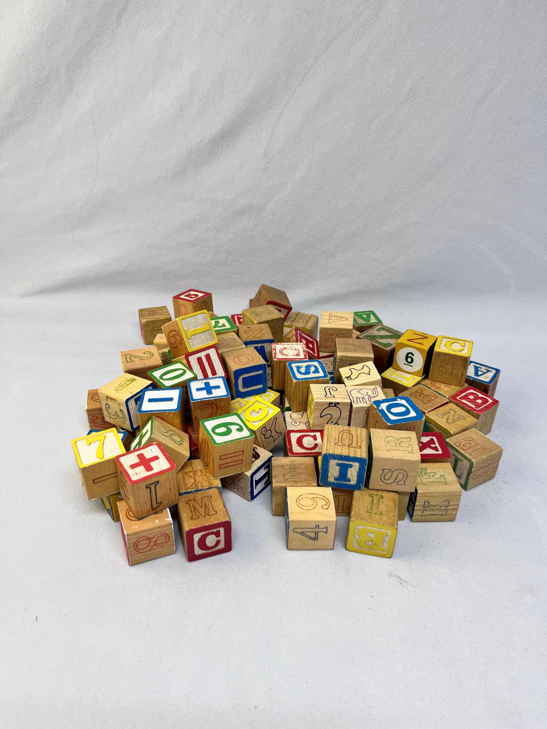 Vintage Wood Alphabet and Number Blocks 100 Total Blocks - Etsy