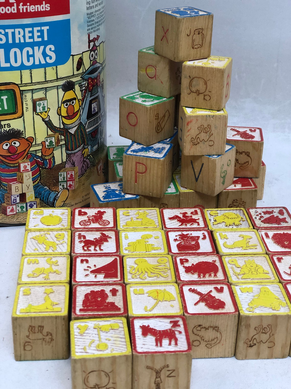Vintage Playskool Sesame Street Alphabet Blocks Set 1975 | Etsy