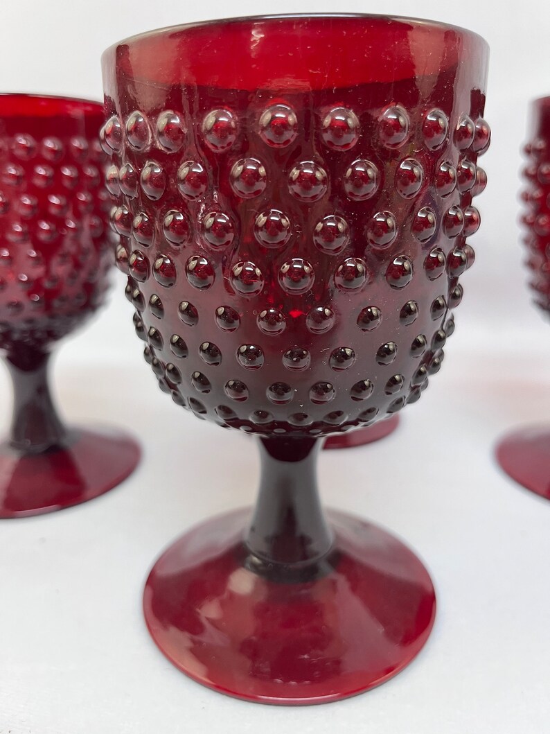 Vintage Ruby Red Bubble Wine Glasses Set of 4 - Etsy
