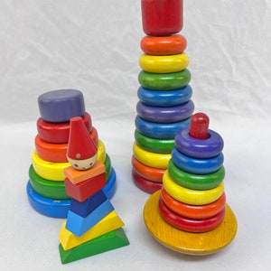 Vintage Wood Stacking Toys Rings and Blocks Like New - Etsy