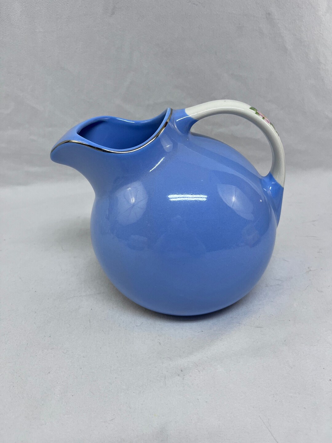 A Vintage Hall Royal Rose Cadet Blue Ball Pitcher - Etsy