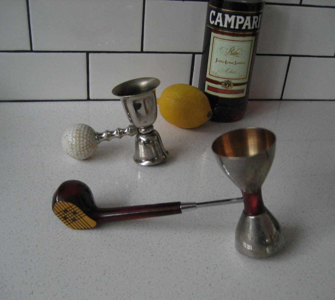 CHOICE Vintage Golf Jigger Glo Hill Driver Wooden Golf Ball Mad Men Bar ...