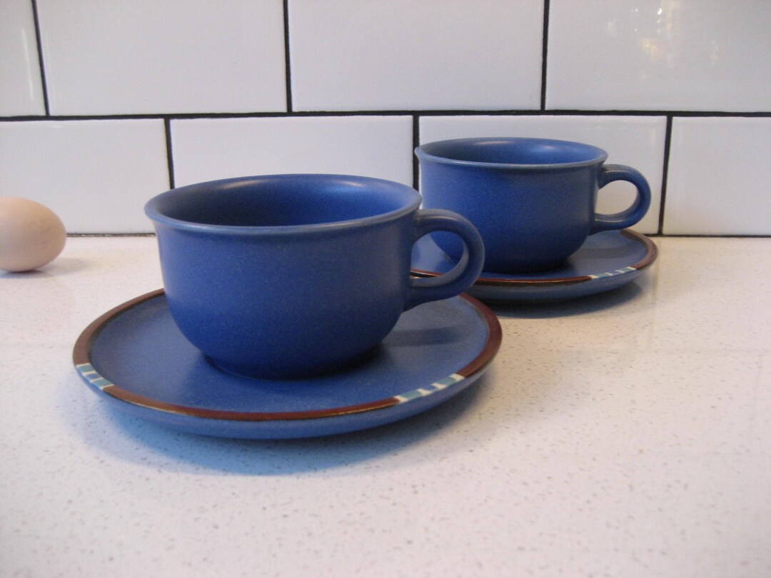 4pc Set Vintage Dansk Mesa Cup Saucer Pairs Saturated Indigo Admiral ...