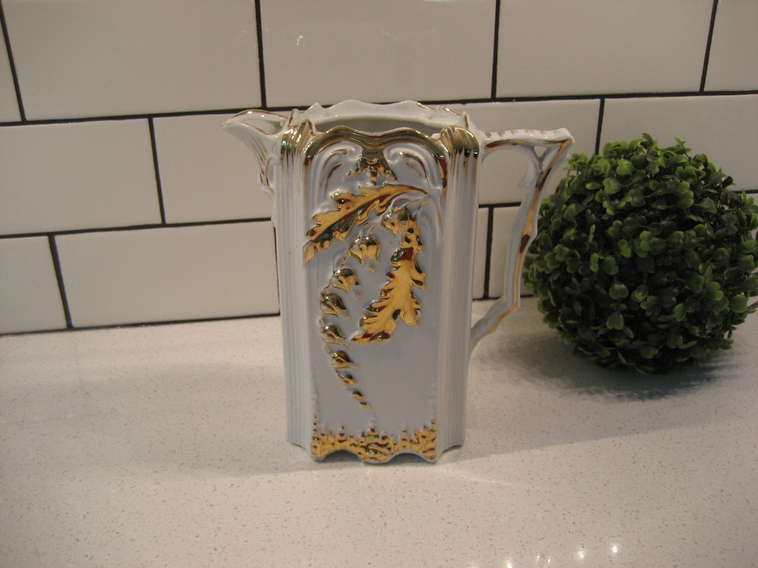 Antique Bleeding Heart Jug French Porcelain Heavily Embossed Incised ...
