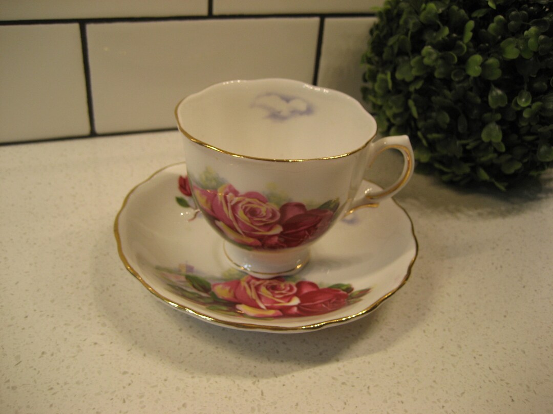 Vintage Colclough Teacup & Matching Saucer Set Castle Flying Birds ...