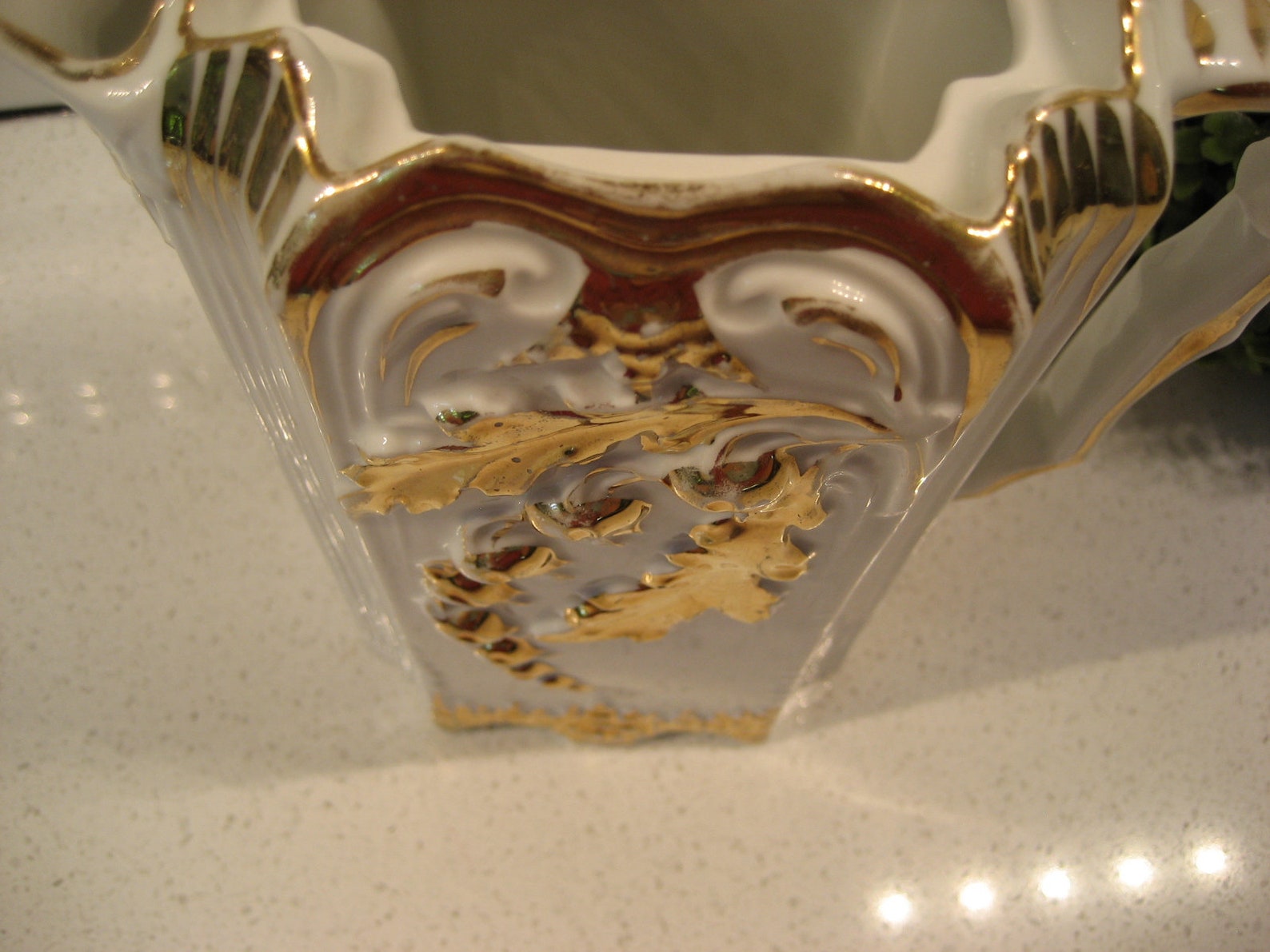Antique Bleeding Heart Jug French Porcelain Heavily Embossed Incised ...