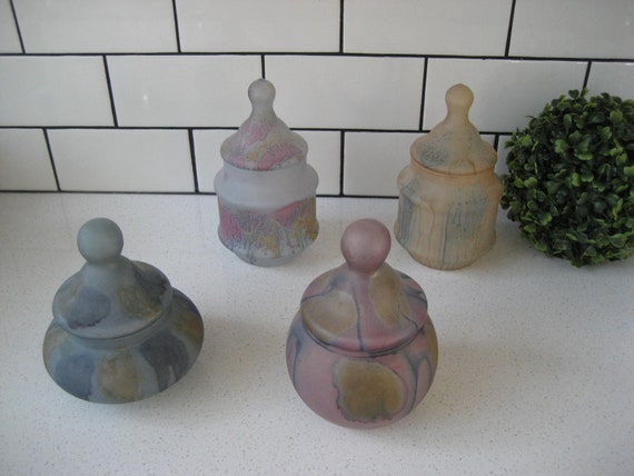 CHOICE Vintage Simron Israeli Hand-stained Glass Jars | Etsy