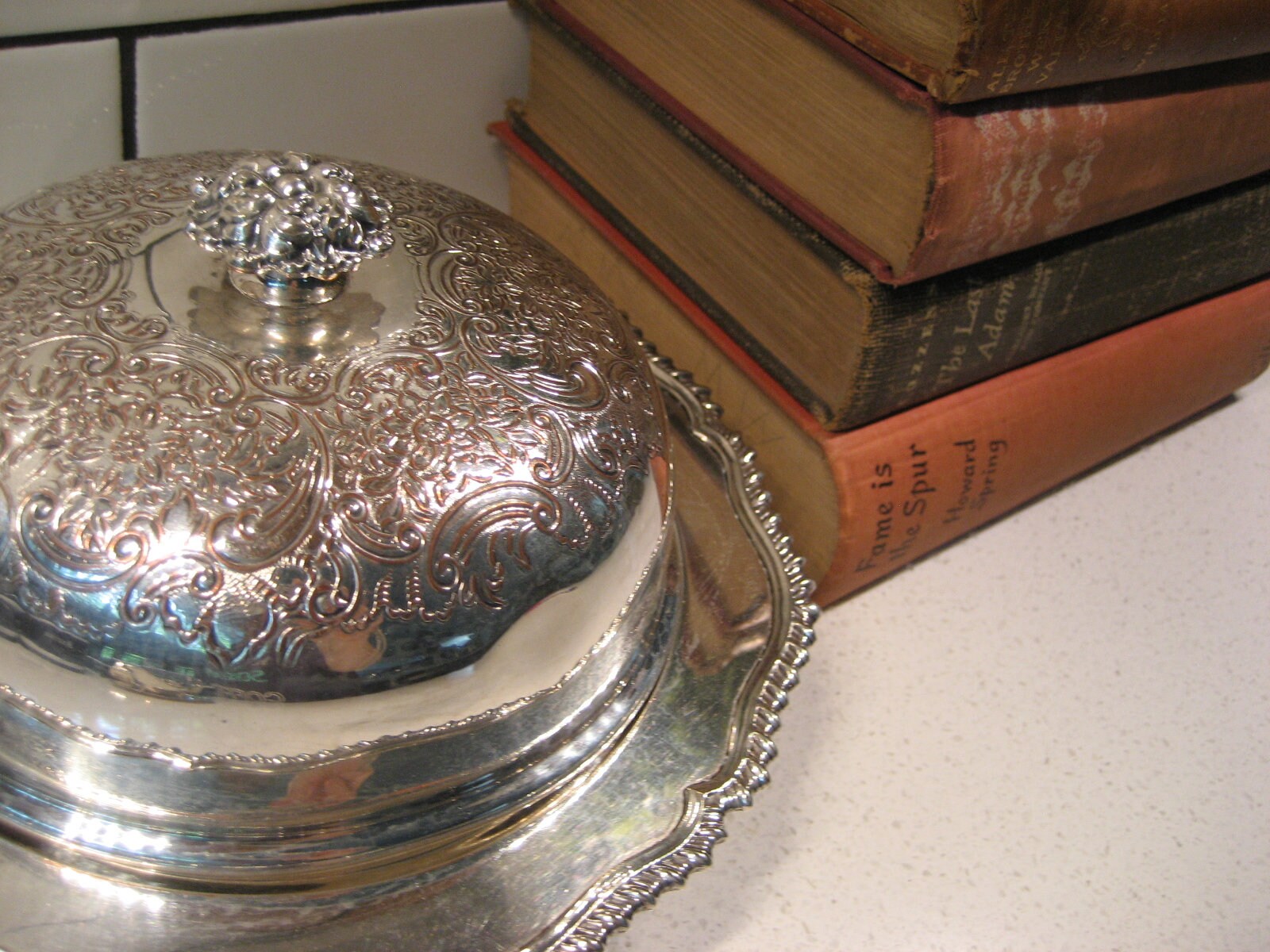 8" Vintage Barker Ellis Silverplate Covered Muffin Dish Ornate Engraved ...