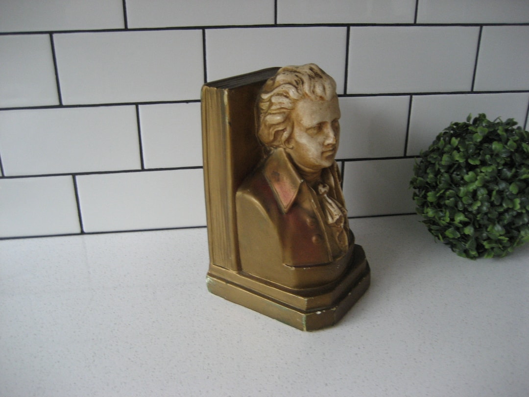 10” Vintage Mozart Chalkware Bust Bookend Incised 362 Royal ...