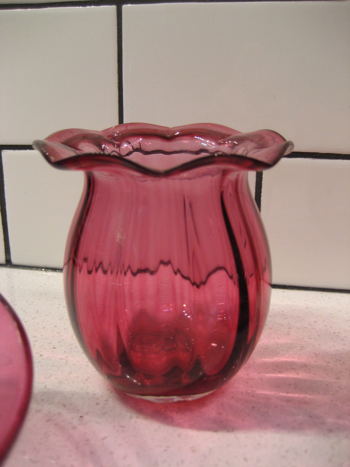CHOICE Vintage Cranberry Glass Retro Art Jack in the Pulpit Bride's ...