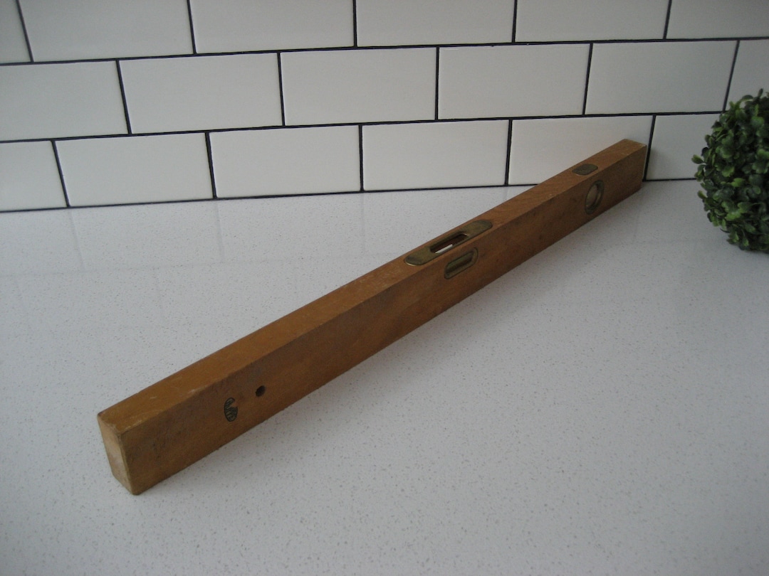 24" Vintage Hoppe Genuine Solid Cherry Wood Level Brass Patina ...