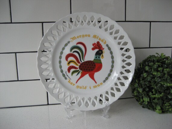 Collectible Plates Applied Art Plate Rooster Plate Vintage Plate Wall ...