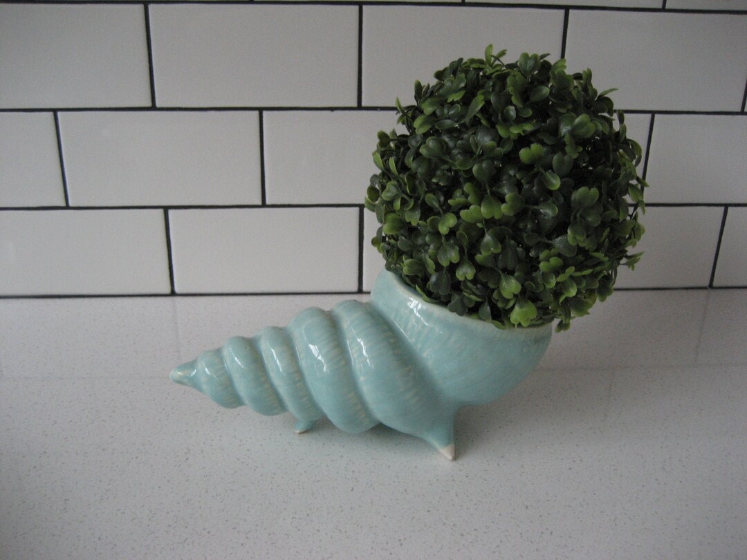 Large Vintage 3D Figural Seashell Snail Pottery Planter Triple Footed ...