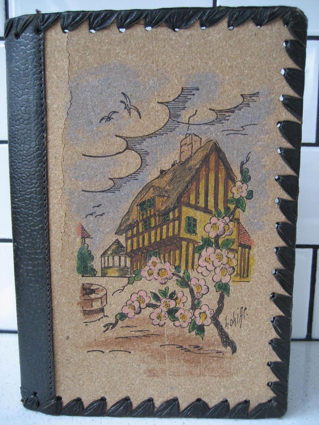 Vintage Notebook Cover Made in France Sticker Cork Leather - Etsy