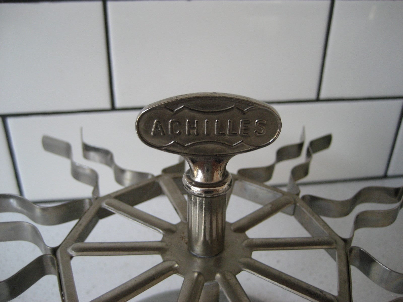 9.25" Vintage Achilles Stamp Carousel Holds 10 Spins Old School Office ...