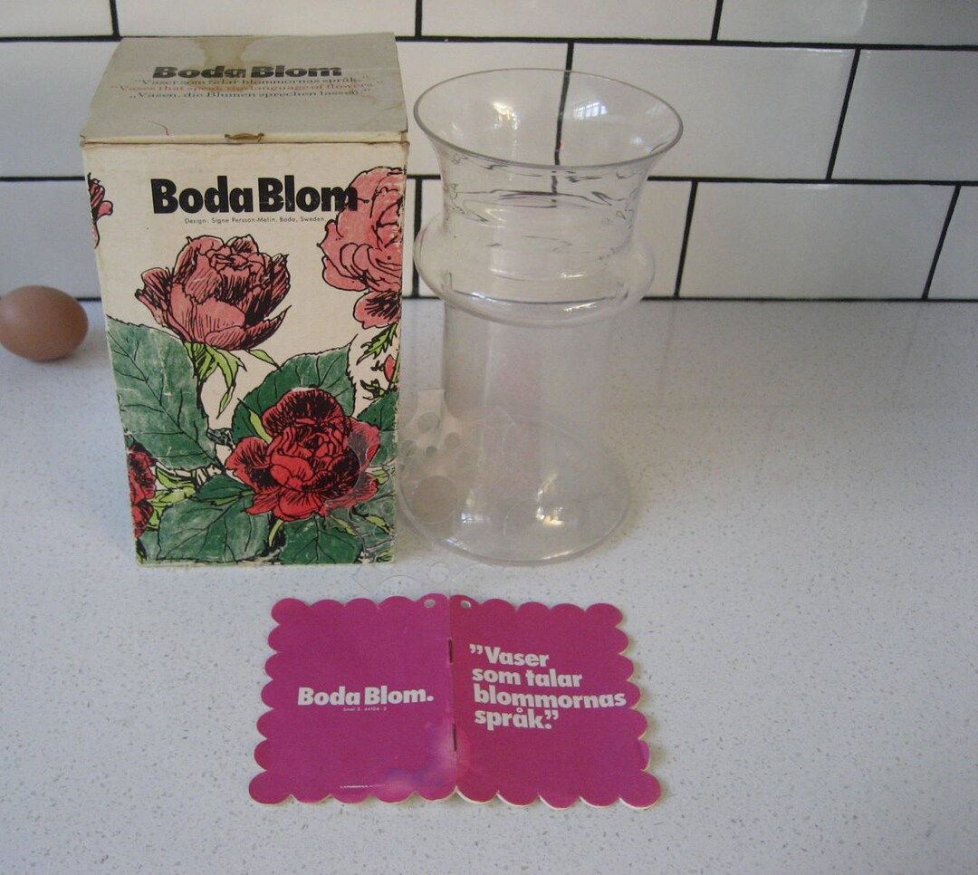 8" Vintage Boda Blom Vase Original Box Pamphlet Frog Made in Sweden ...