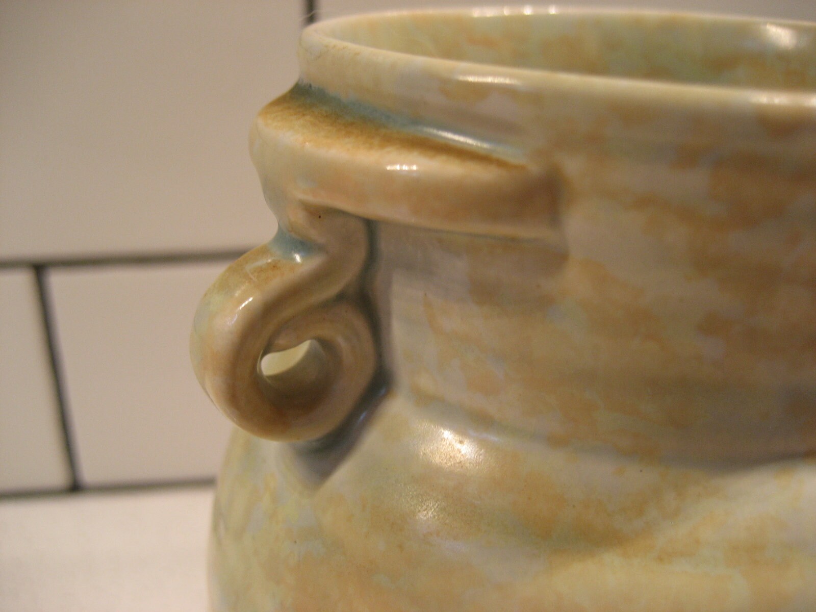 6" Vintage Crown Devon Pottery Asymmetrical Vase Celadon Art Deco ...