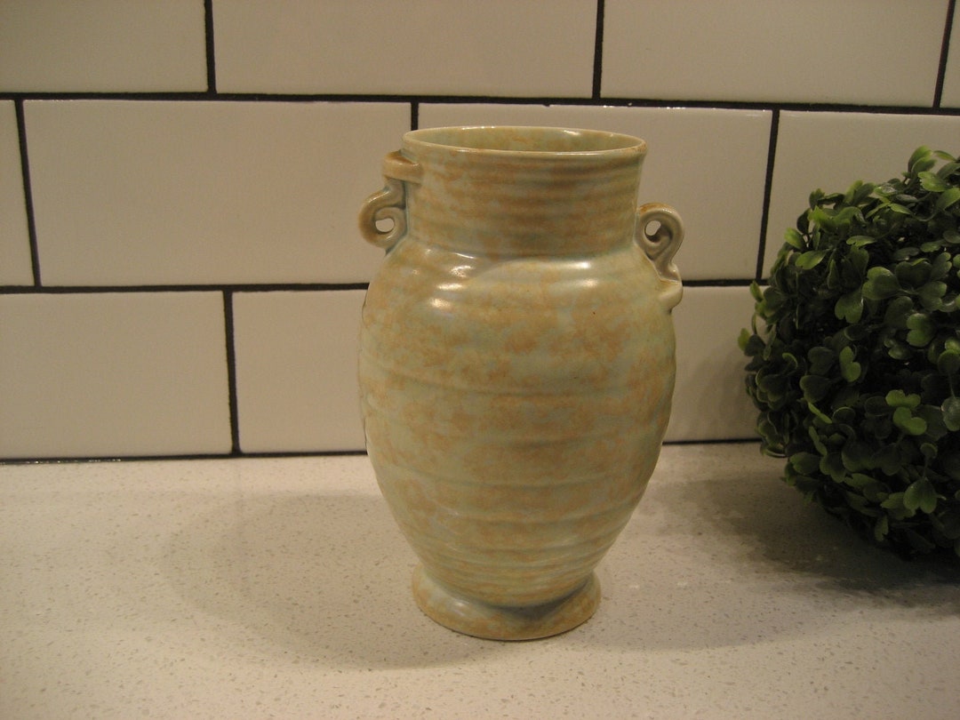 6" Vintage Crown Devon Pottery Asymmetrical Vase Celadon Art Deco ...