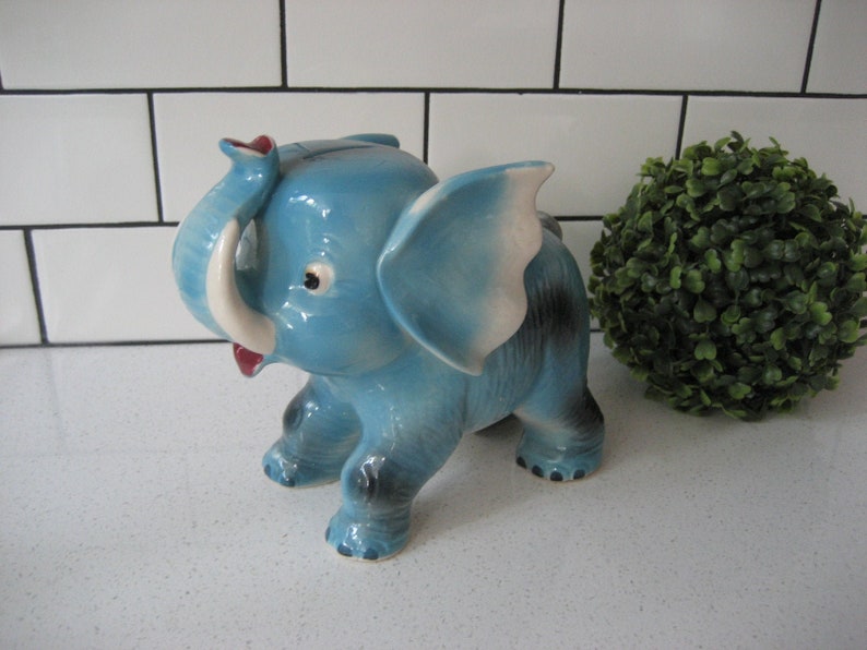 Large Vintage Elephant Coin Bank glazed bisque ceramic | Etsy