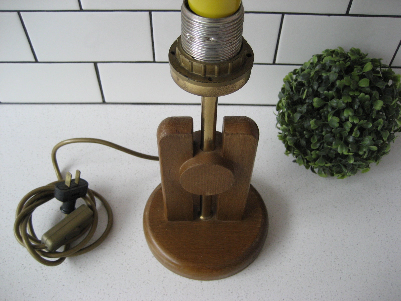 Vintage MCM Wood Block Metal Table Lamp Bedside Foyer Desk | Etsy