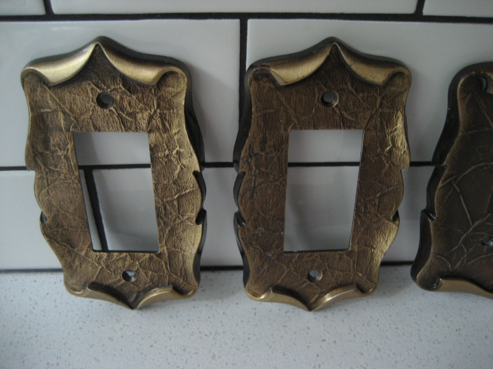 CHOICE Vintage Metal Decorative Light Switch Plug-in Covers Aged Bronze ...