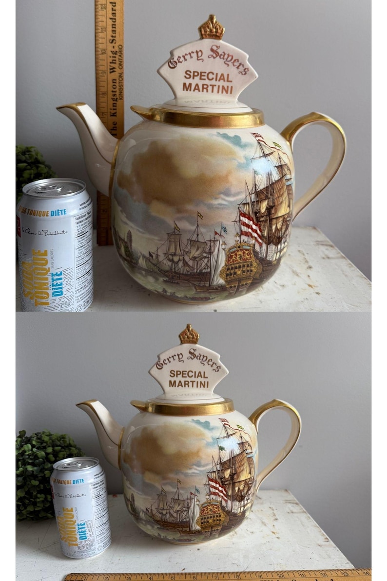 14” Enormous Vintage Sadler Teapot Substantial Gold Wraparound Art ...
