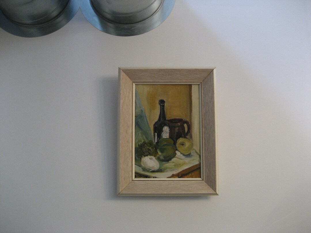 1.5' Vintage Original Still Life Painting 1964 Solid Wood Midcentury ...