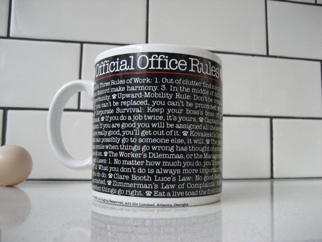 XL Vintage Official Office Rules Mug Paul Dickson Funny Toscany Great ...