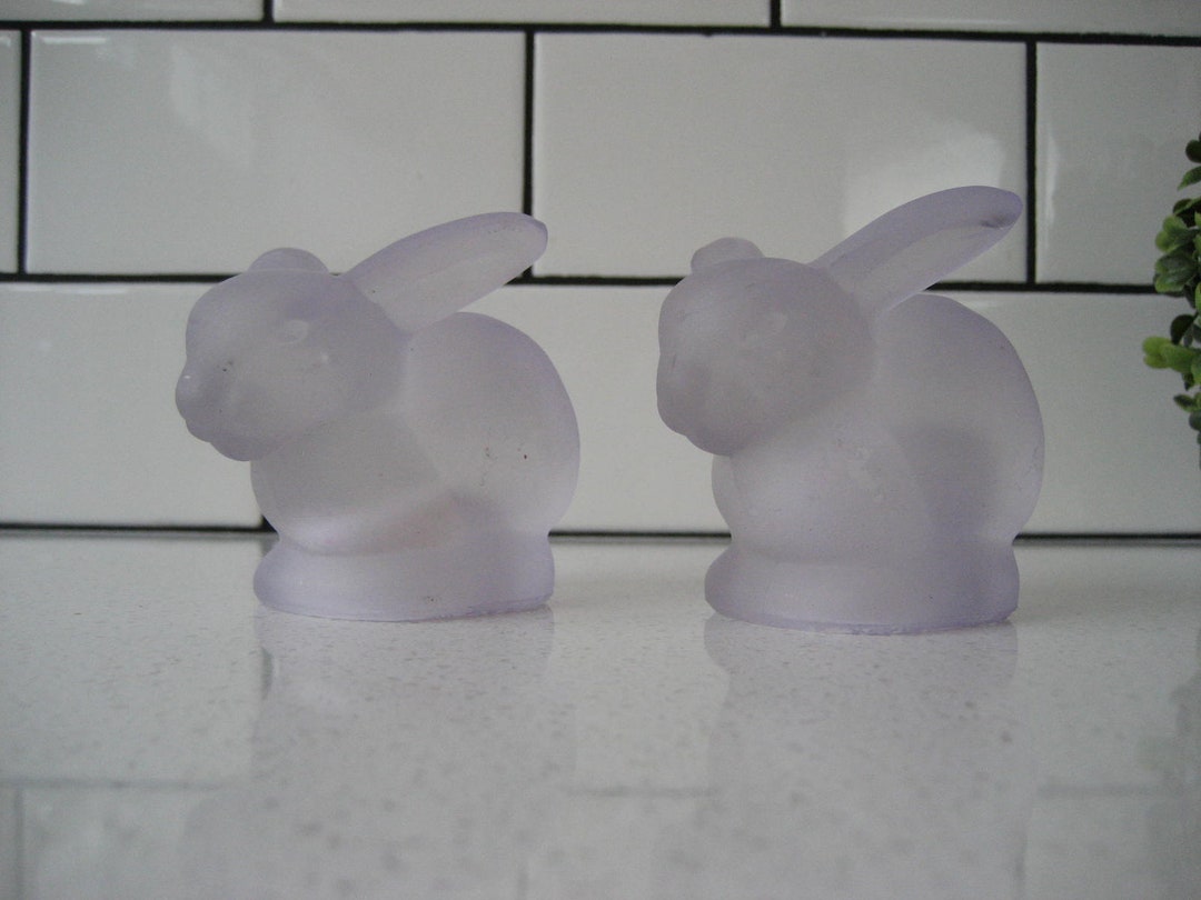 Pair 3" Vintage Rabbit Crystal Candlestick Holders Palest Mauve Air ...